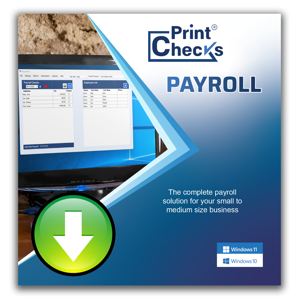 Print Checks Payroll 12 Month Subscription/Renewal – PrintChecks Pro